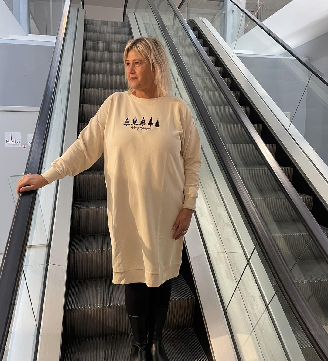 ONLY Carmakoma CARXMAS LS O-NECK DRESS | Birch Christmas forrest – By Lene